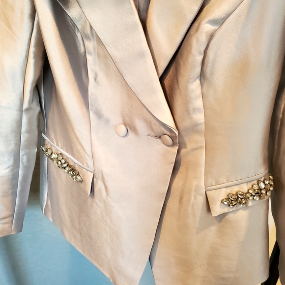femi | Jackets & Coats | Silver Blazer With Rhinestone | Poshmark